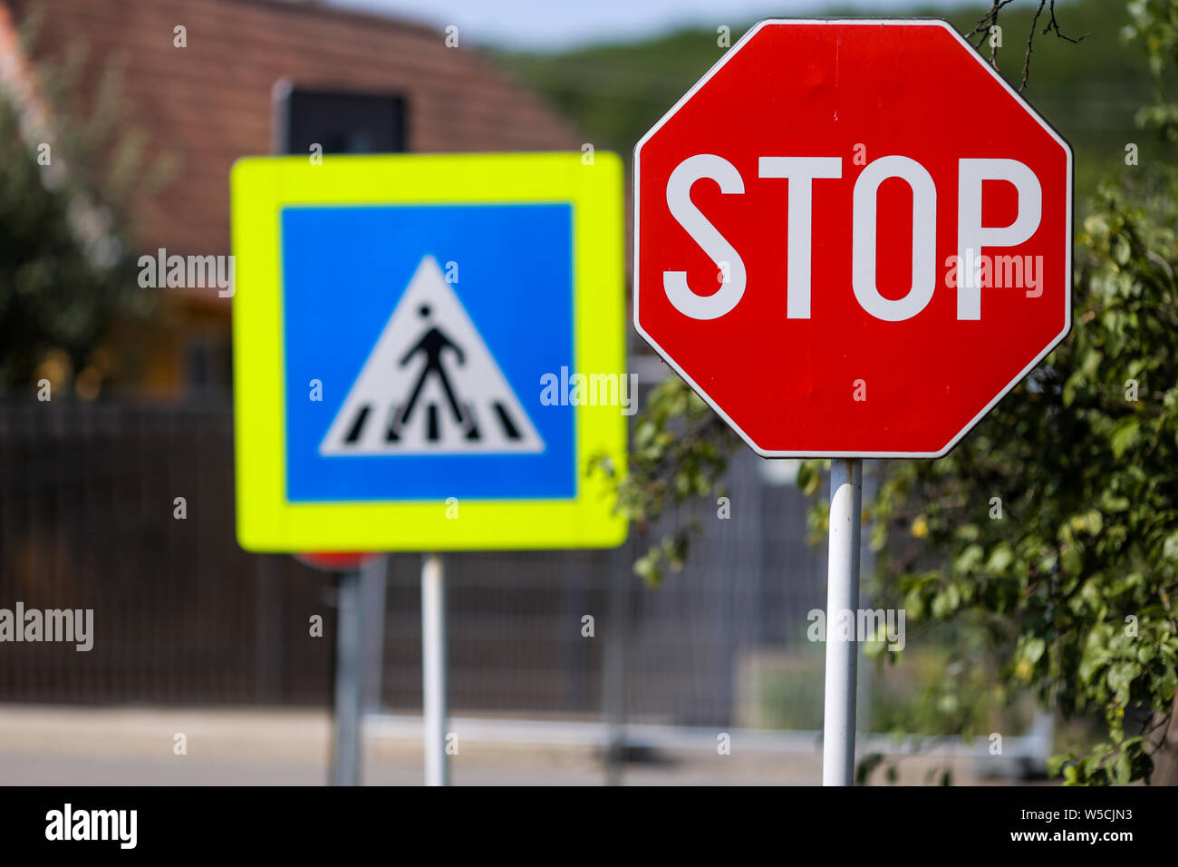 Intersection stop sign crosswalk hi-res stock photography and images ...