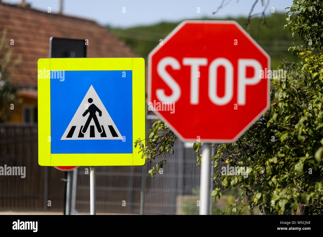 Intersection stop sign crosswalk hi-res stock photography and images ...