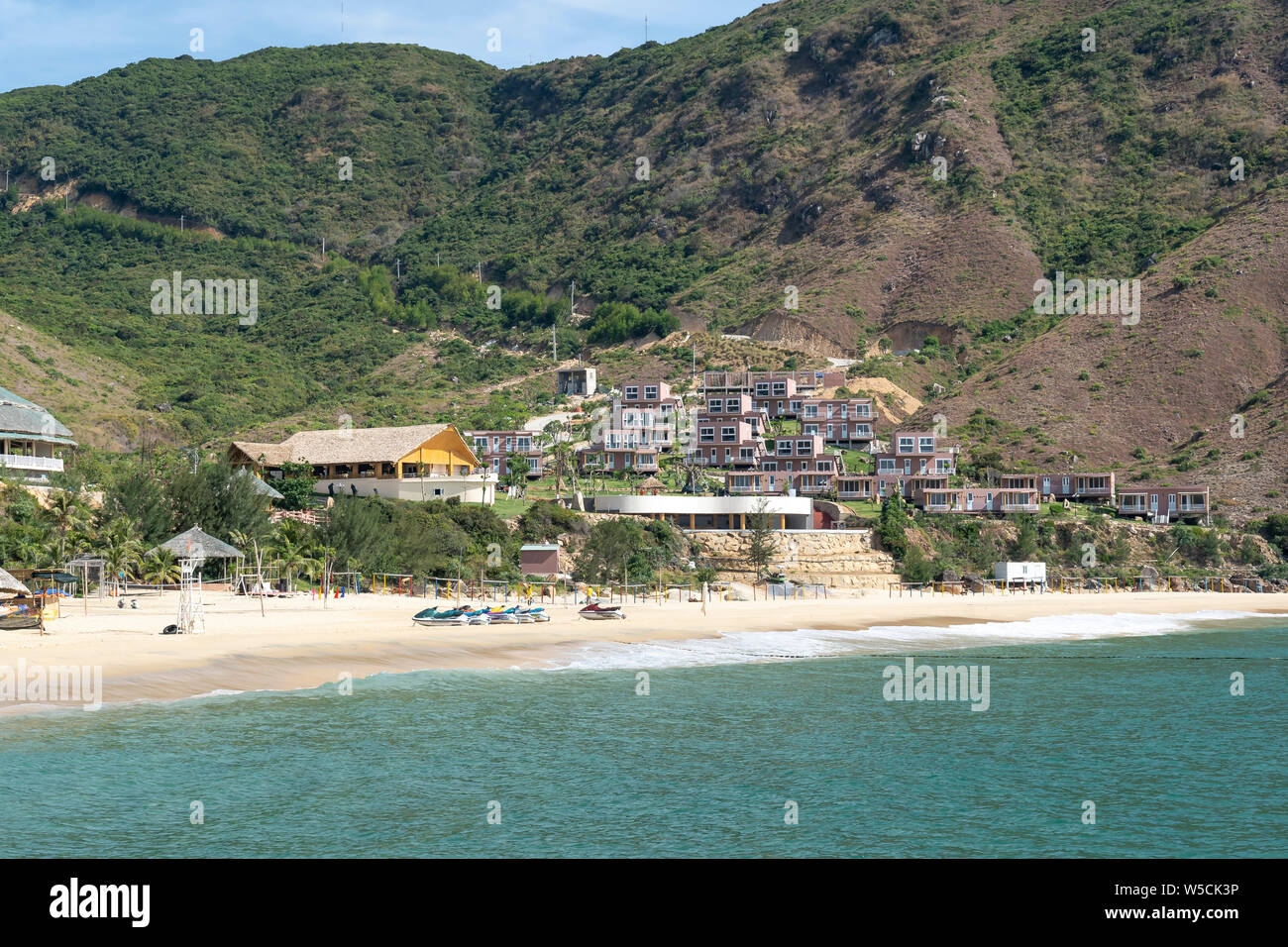 A beautiful beach with resorts and restaurant on Ky Co Island. This is ...