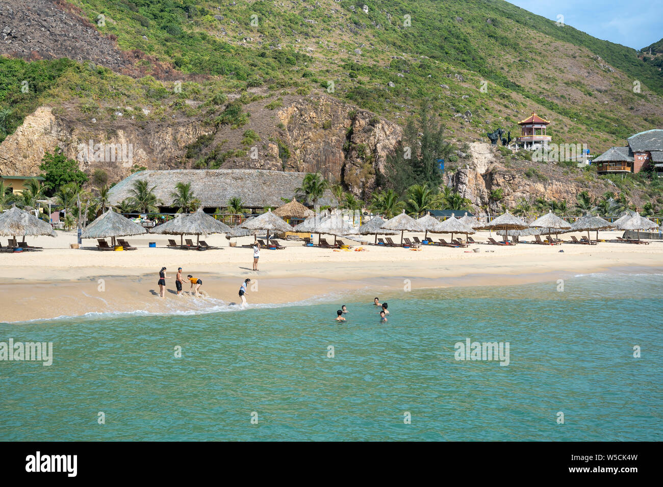 A beautiful beach with resorts and restaurant on Ky Co Island. This is ...