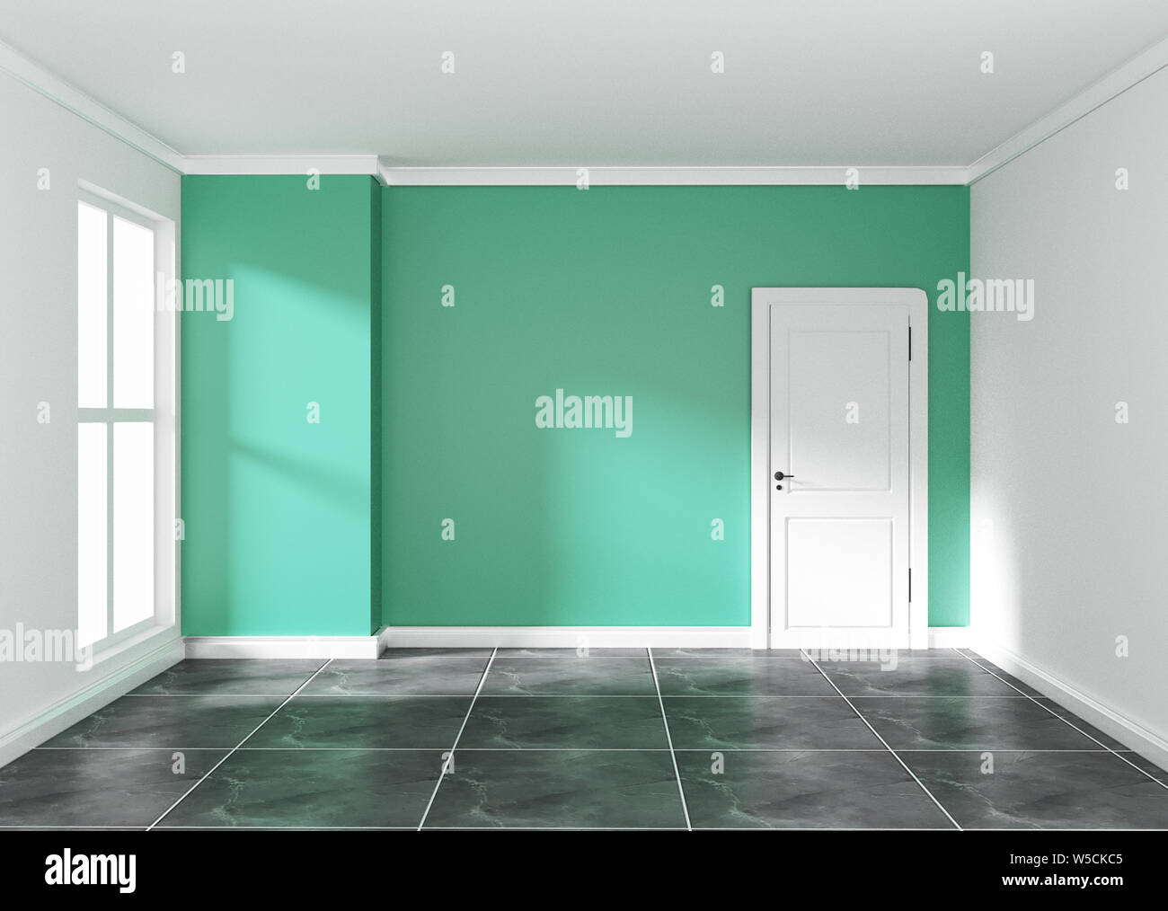 Empty green room interior design 3d rendering Stock Photo - Alamy