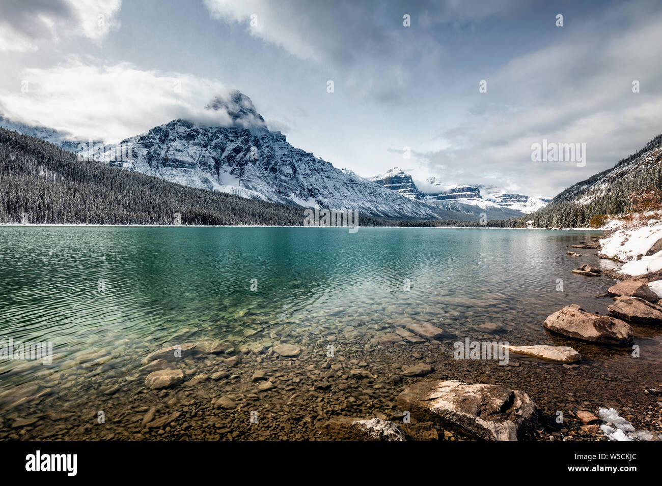 Chephren Lake with reflection at Banff National Park, Canada Stock ...