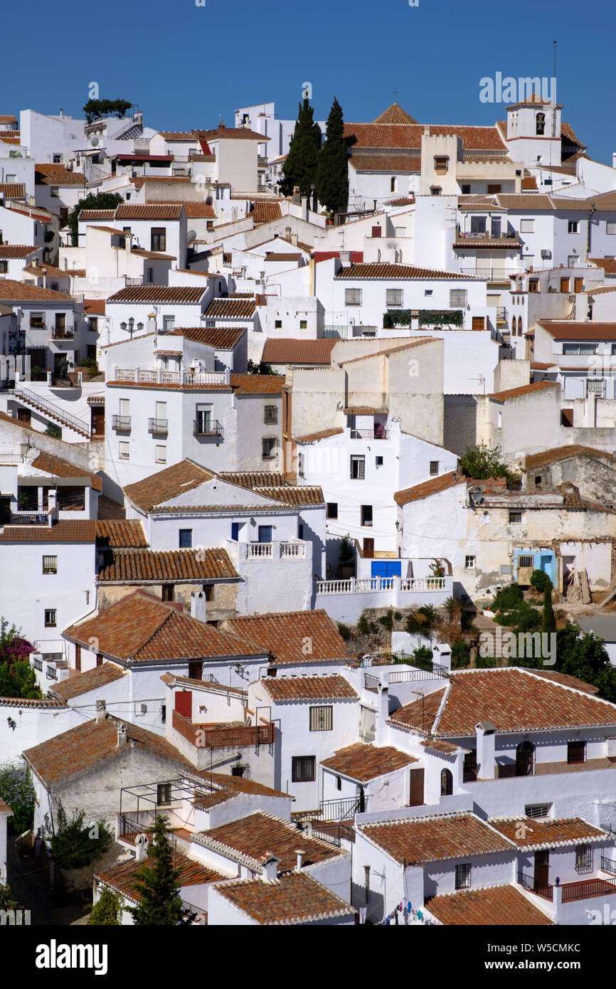 The mountain top Pueblo Blancos of Comares, Axarquia, Malaga, Andalucia ...