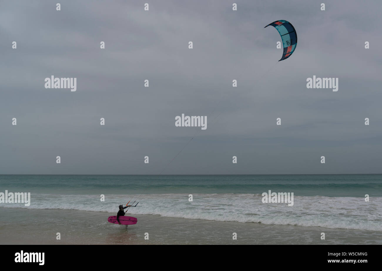 Kite surfing, CapeVerde, Boa Vista, travel destination, dramatic Stock ...