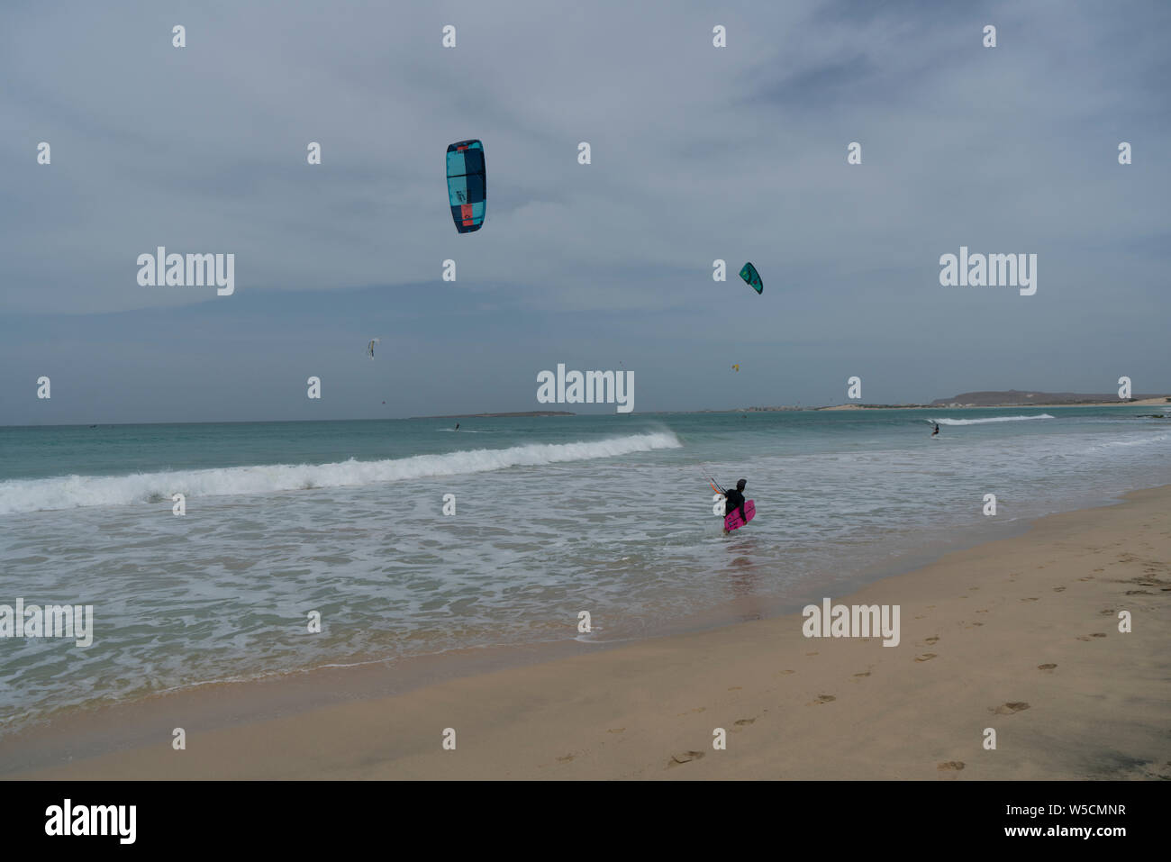 Kite surfing, CapeVerde, Boa Vista, travel destination, dramatic Stock ...