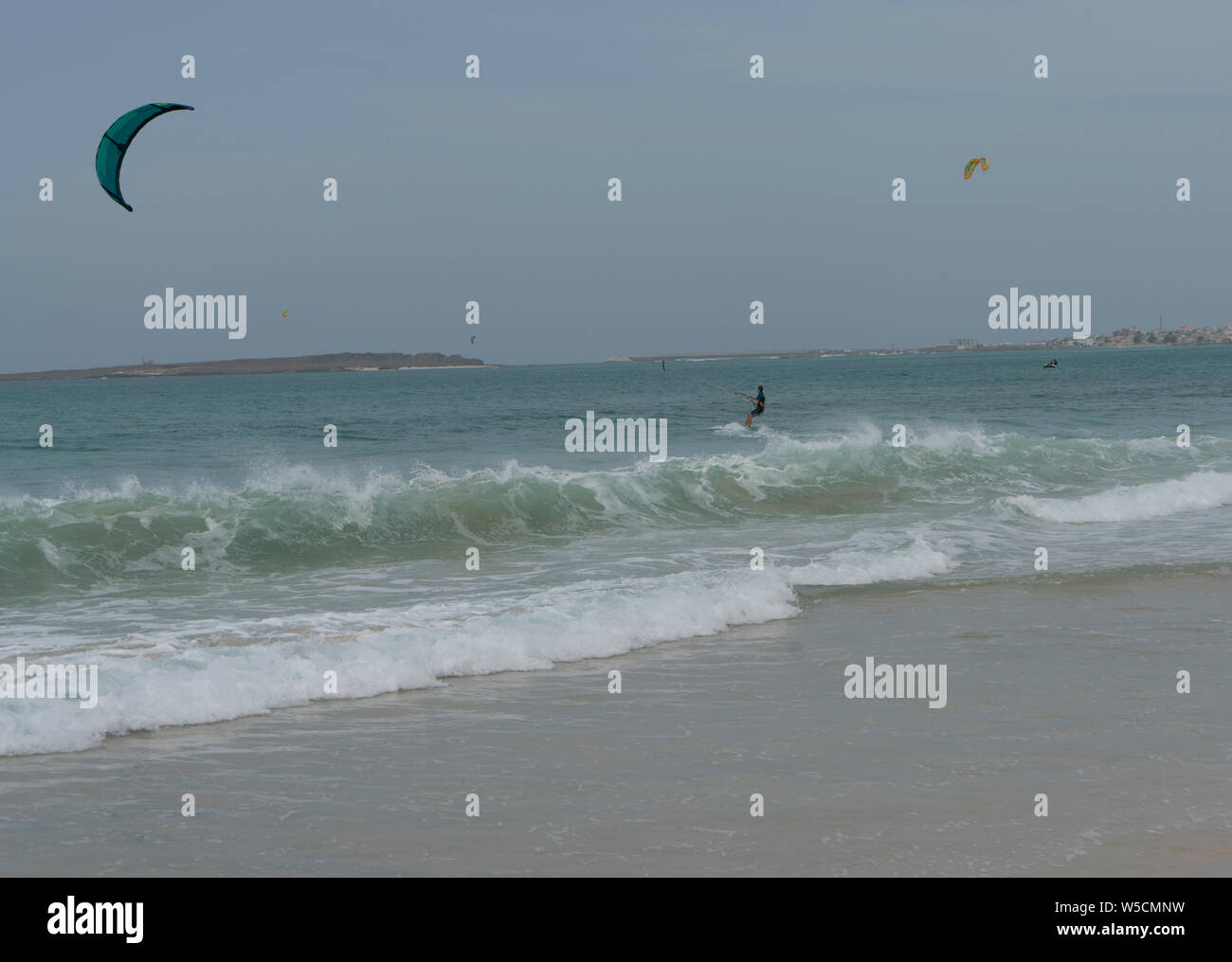 Kite surfing, CapeVerde, Boa Vista, travel destination, dramatic Stock ...