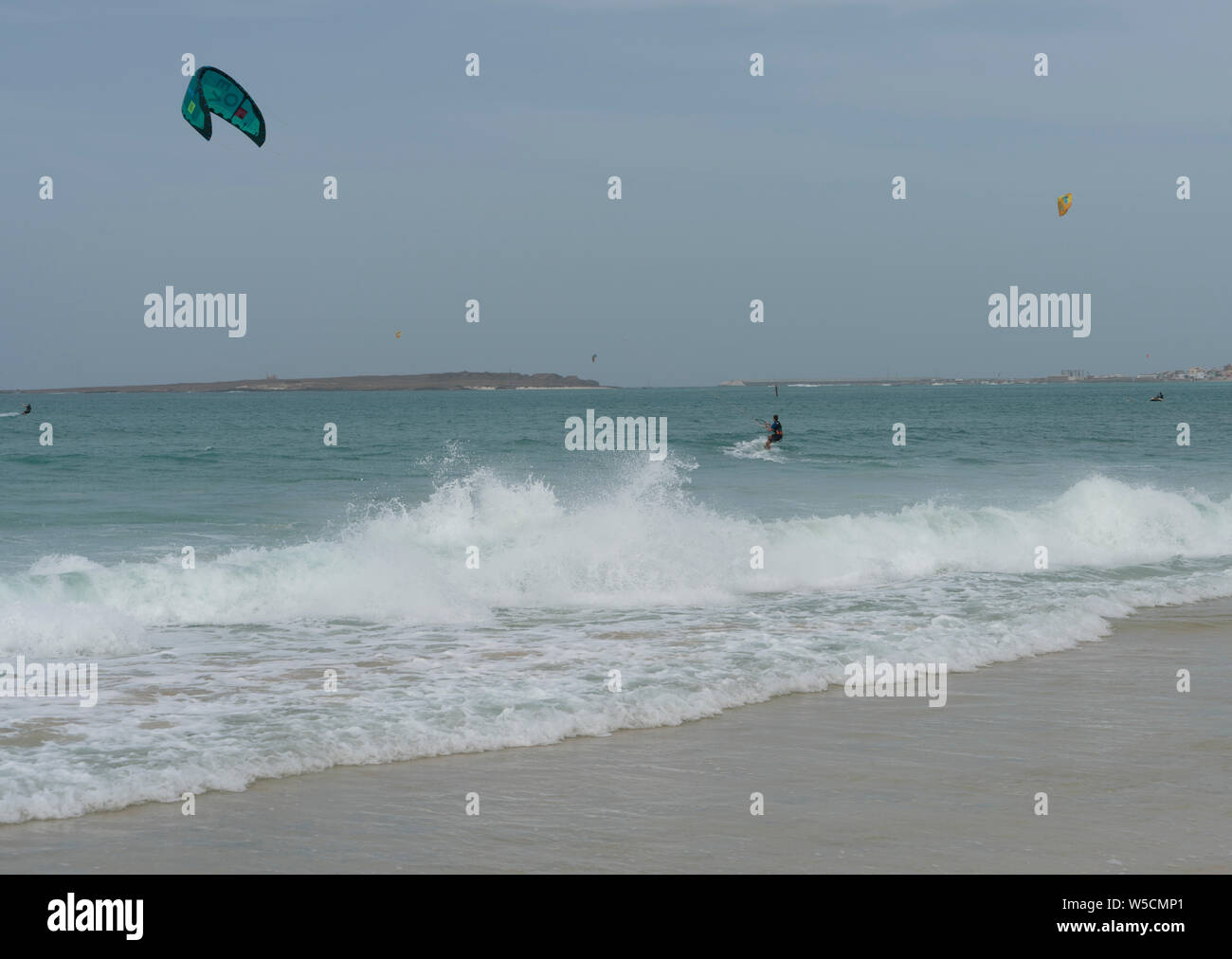 Kite surfing, CapeVerde, Boa Vista, travel destination, dramatic Stock ...
