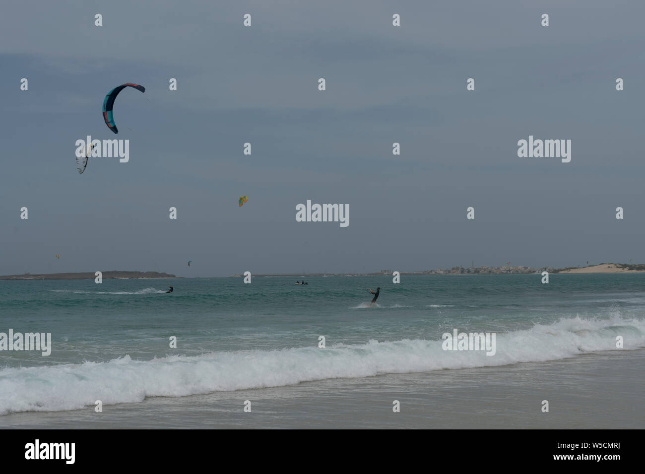 Kite surfing, CapeVerde, Boa Vista, travel destination, dramatic Stock ...