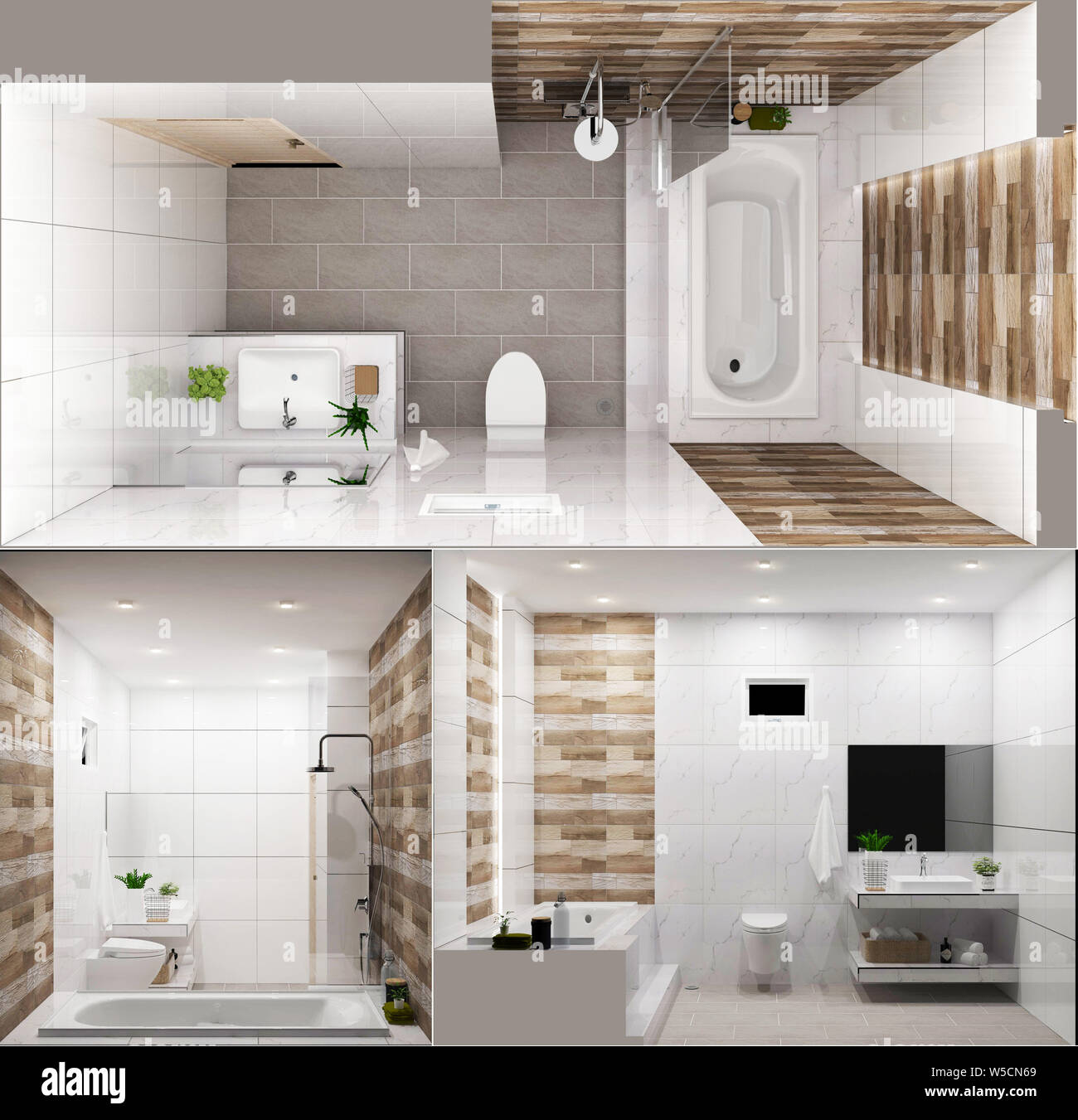 room interior design toilet room modern style.3D rendering Stock Photo ...
