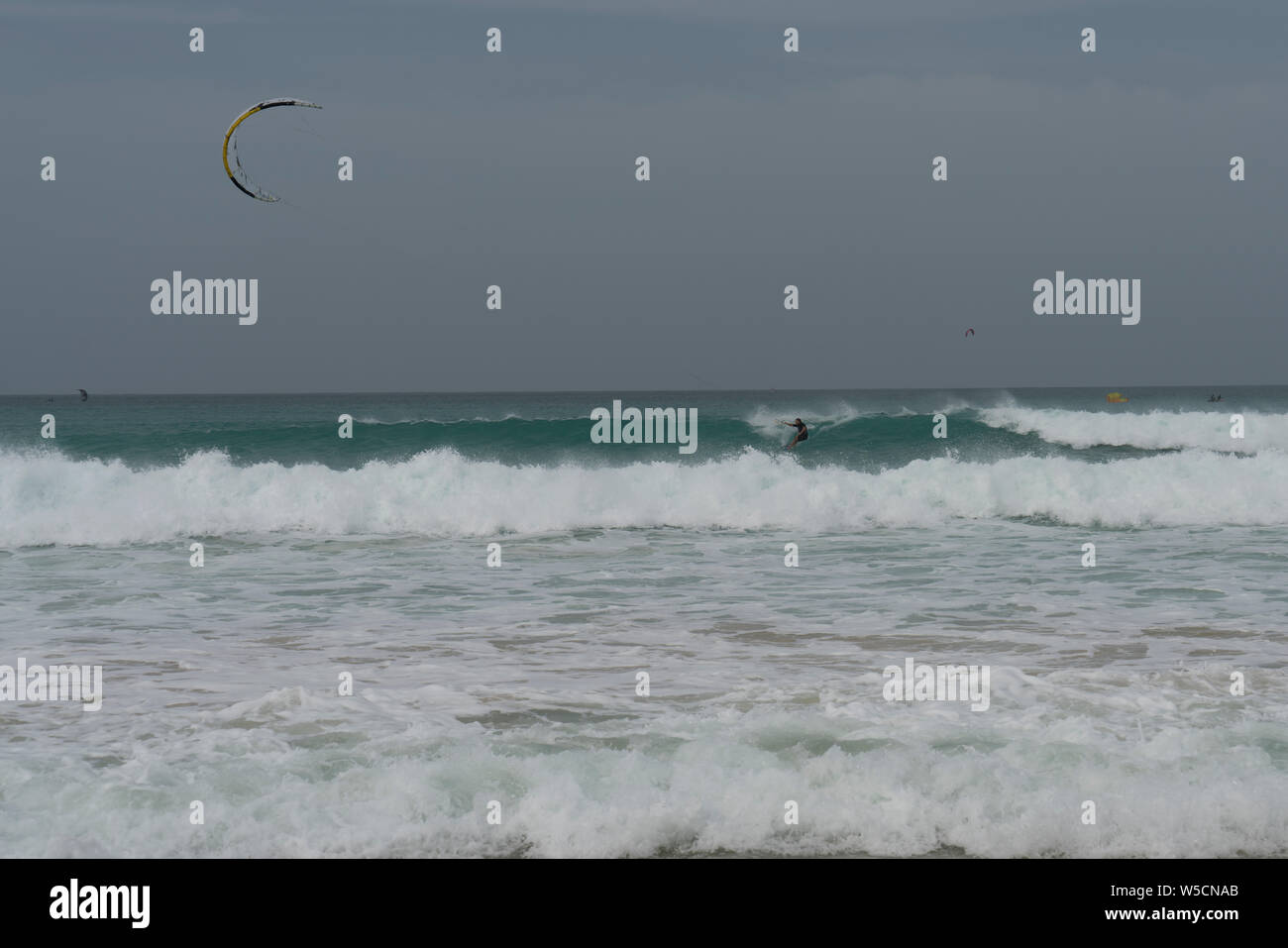 Kite surfing, CapeVerde, Boa Vista, travel destination, dramatic Stock ...