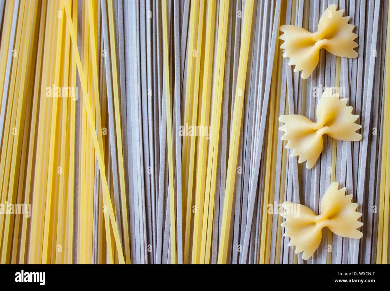 Spaghetti, soba and farfalle Stock Photo - Alamy