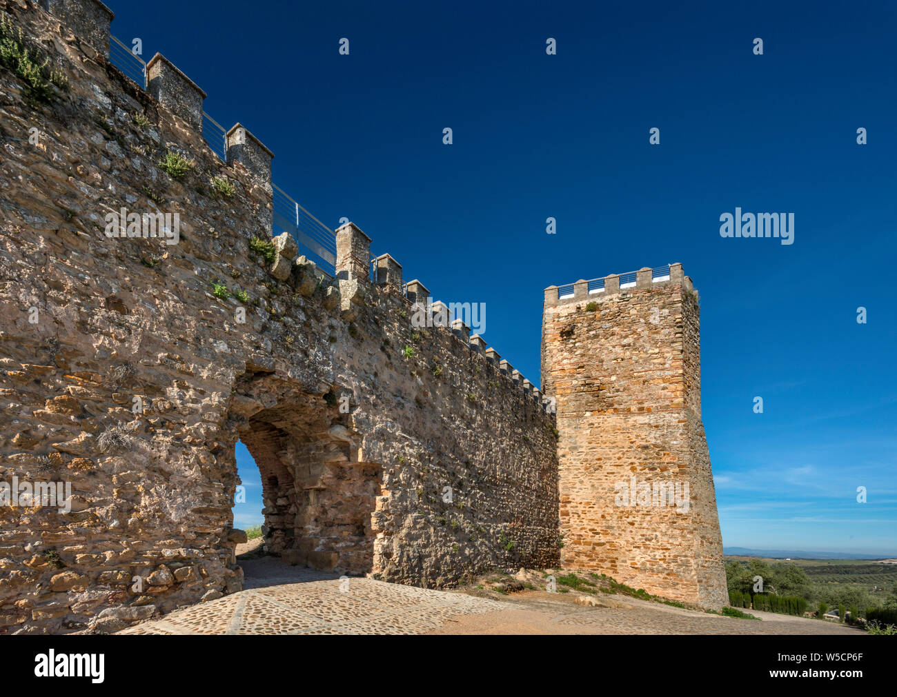 Castillo de Alanís, Moorish castle over village of Alanis, Sierra Norte ...