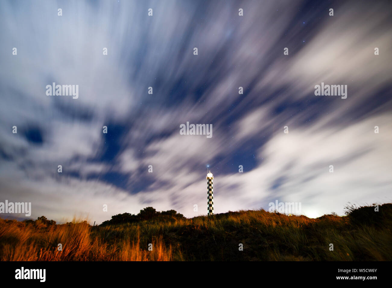 Bunbury Lighthouse at Night with Stars and Moon Sky Western Australia ...