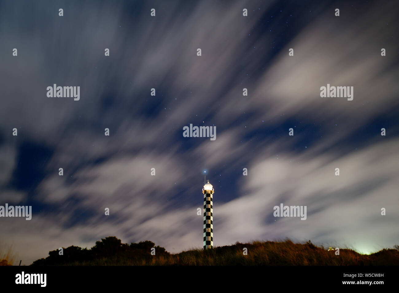 Bunbury Lighthouse at Night with Stars and Moon Sky Western Australia ...