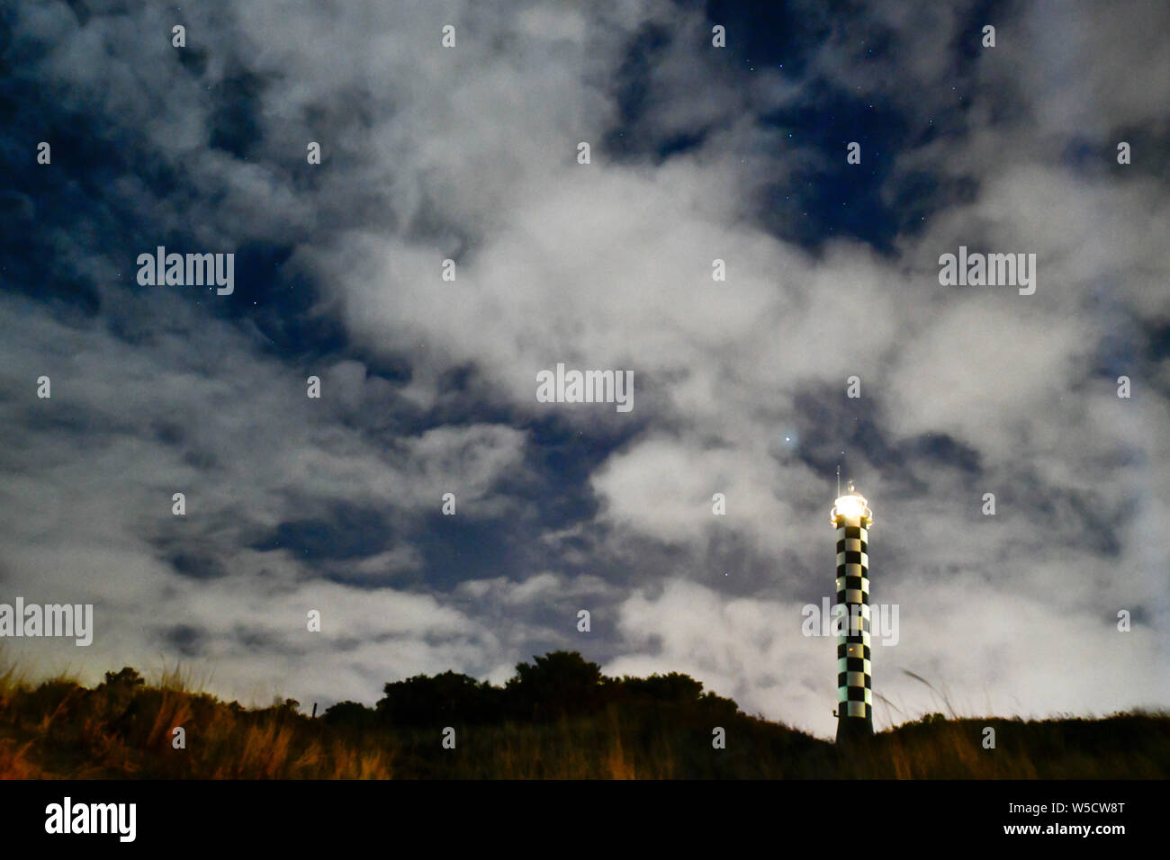 Bunbury Lighthouse at Night with Stars and Moon Sky Western Australia ...