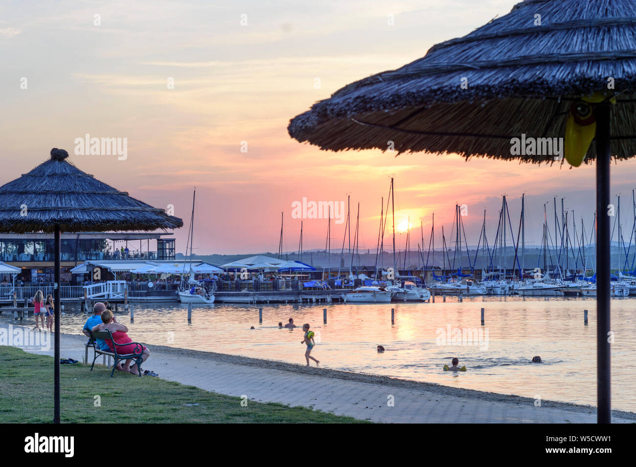 Rust: Neusiedler See (Lake Neusiedl), beach, restaurant Katamaran ...