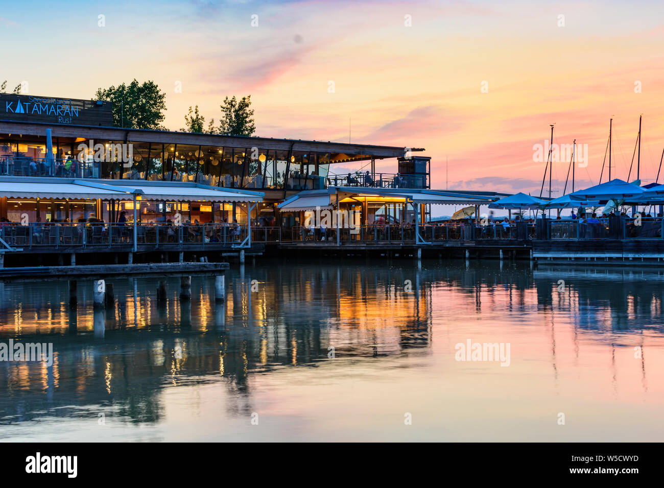 Rust: restaurant bar Katamaran, sailboats, Neusiedler See (Lake ...