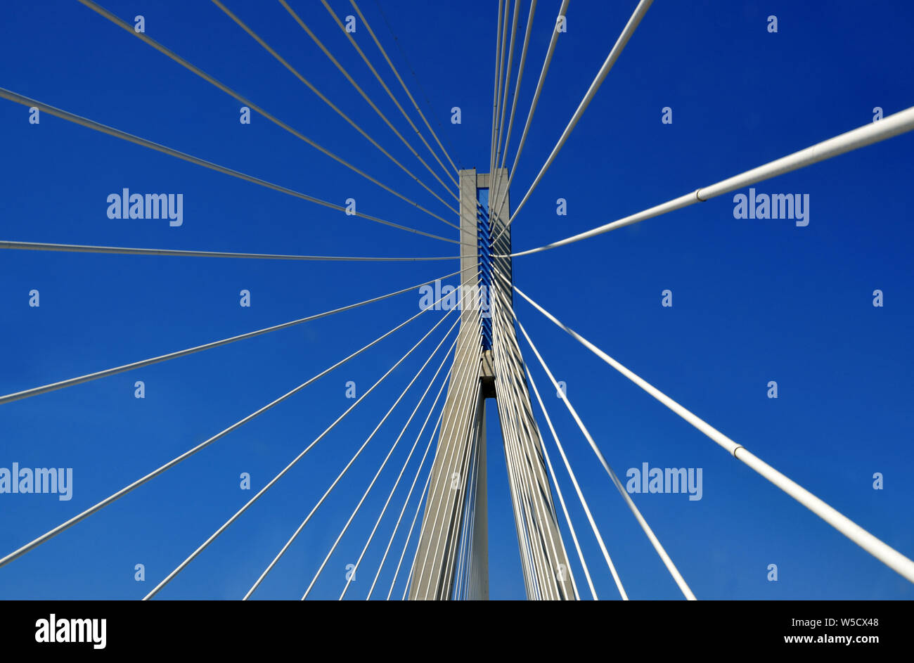 Details of cable-stayed bridge of Rio-Antirio Stock Photo - Alamy