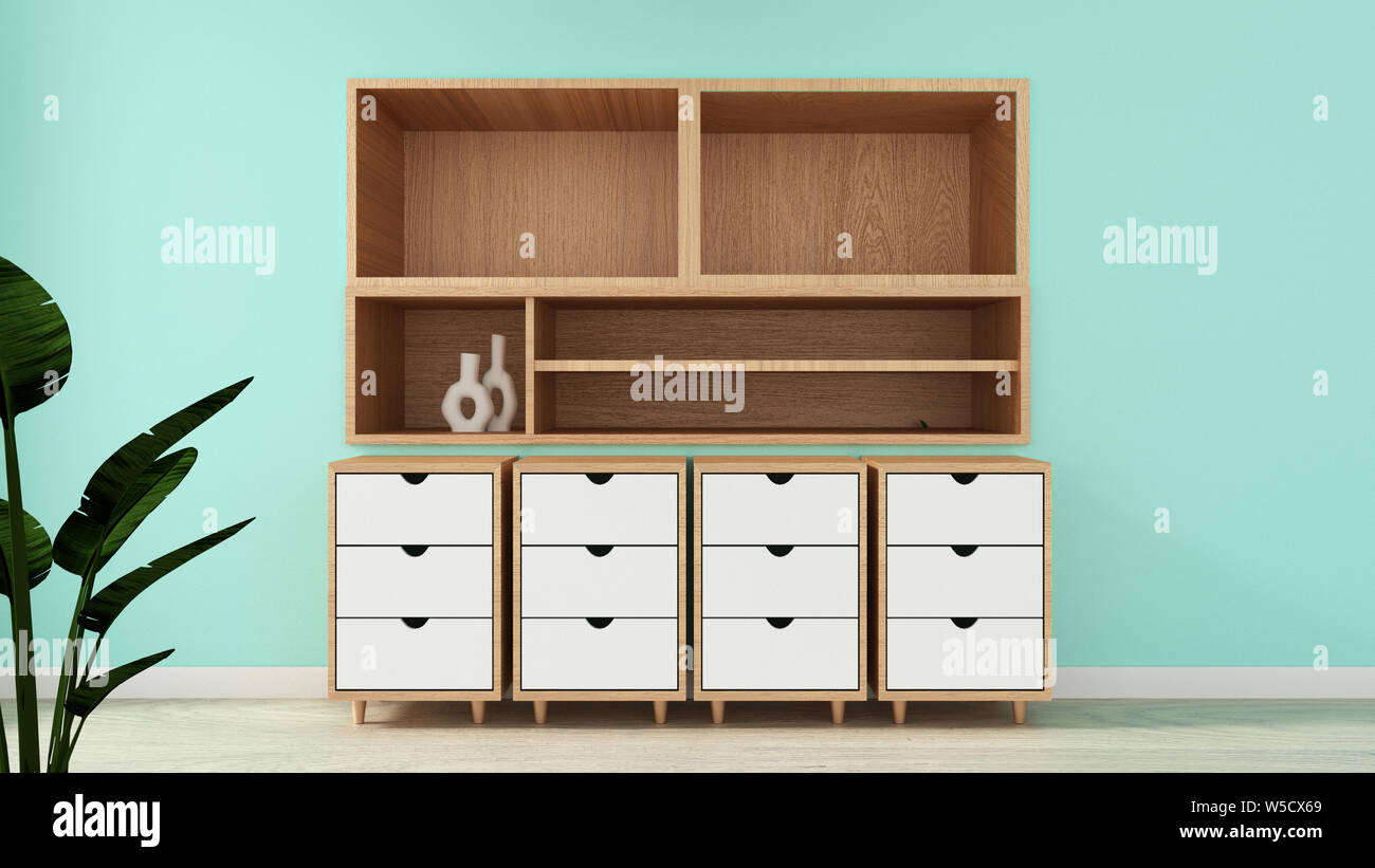 Tv shelf in mint room modern tropical style - empty room interior ...