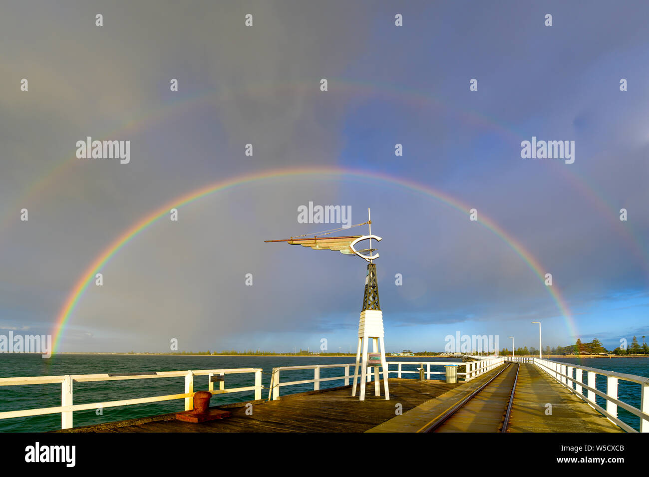 Busselton Jetty Double Rainbow in Afternoon Sun, Western Australia ...
