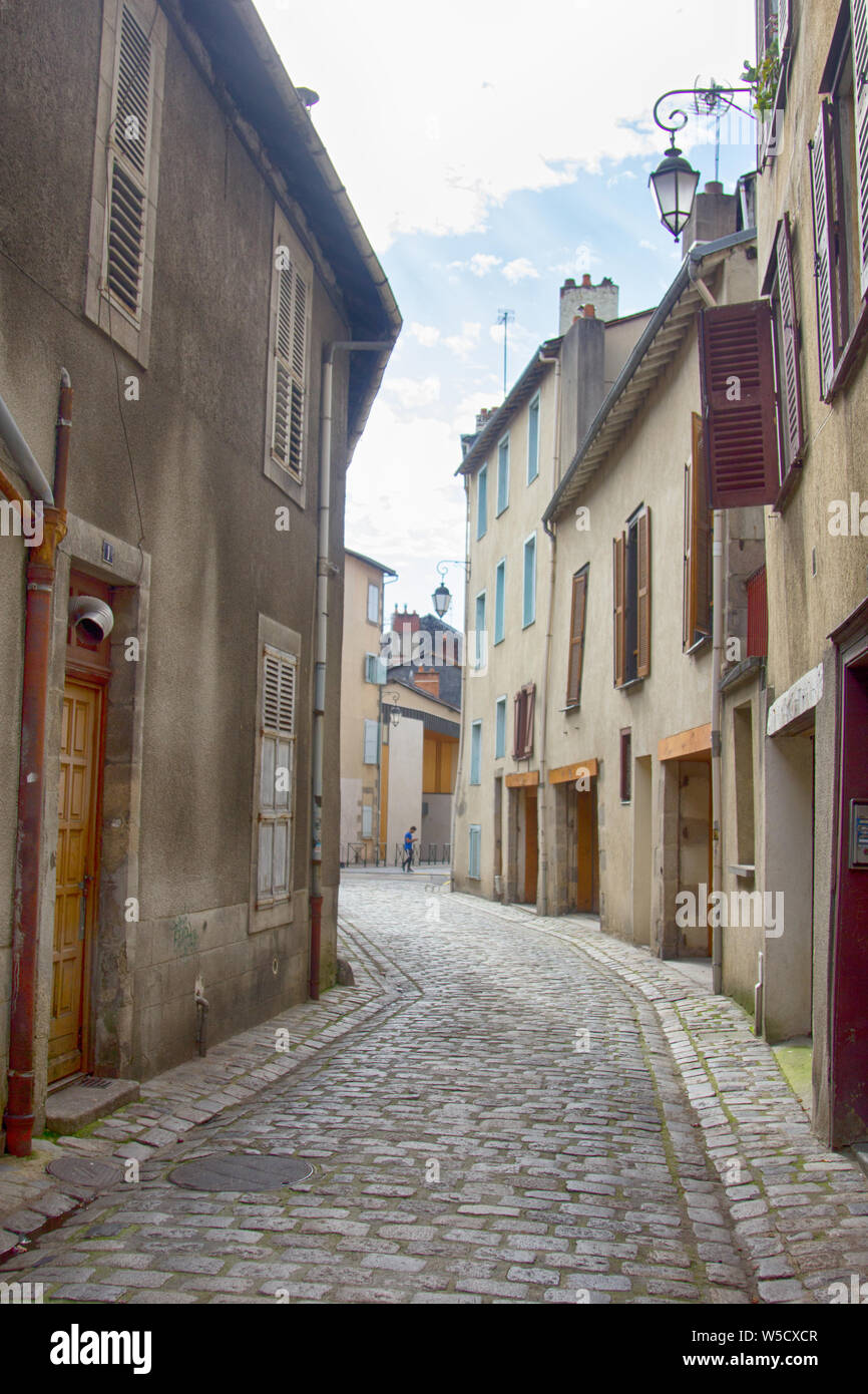 French cities. Old streets of Limoges with cobblestone pavement Stock ...