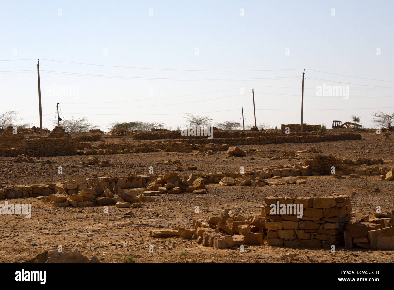 Construction of fences and houses made of layered limestone without ...