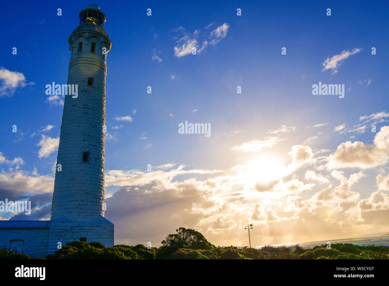 Cape Leeuwin Lighthouse sunset with blue sky and clouds, Augusta ...