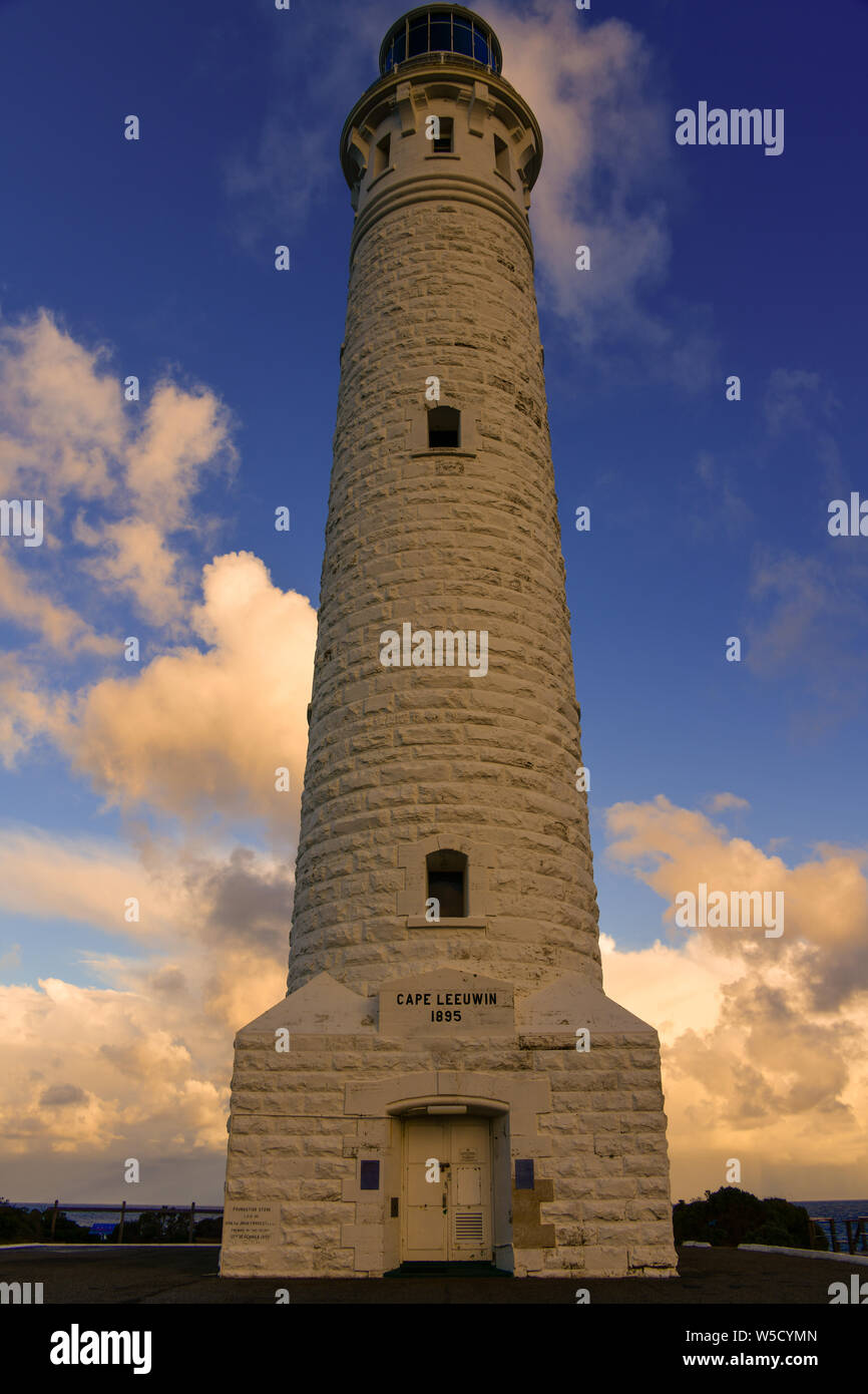 Cape Leeuwin Lighthouse sunset with blue sky and clouds, Augusta ...