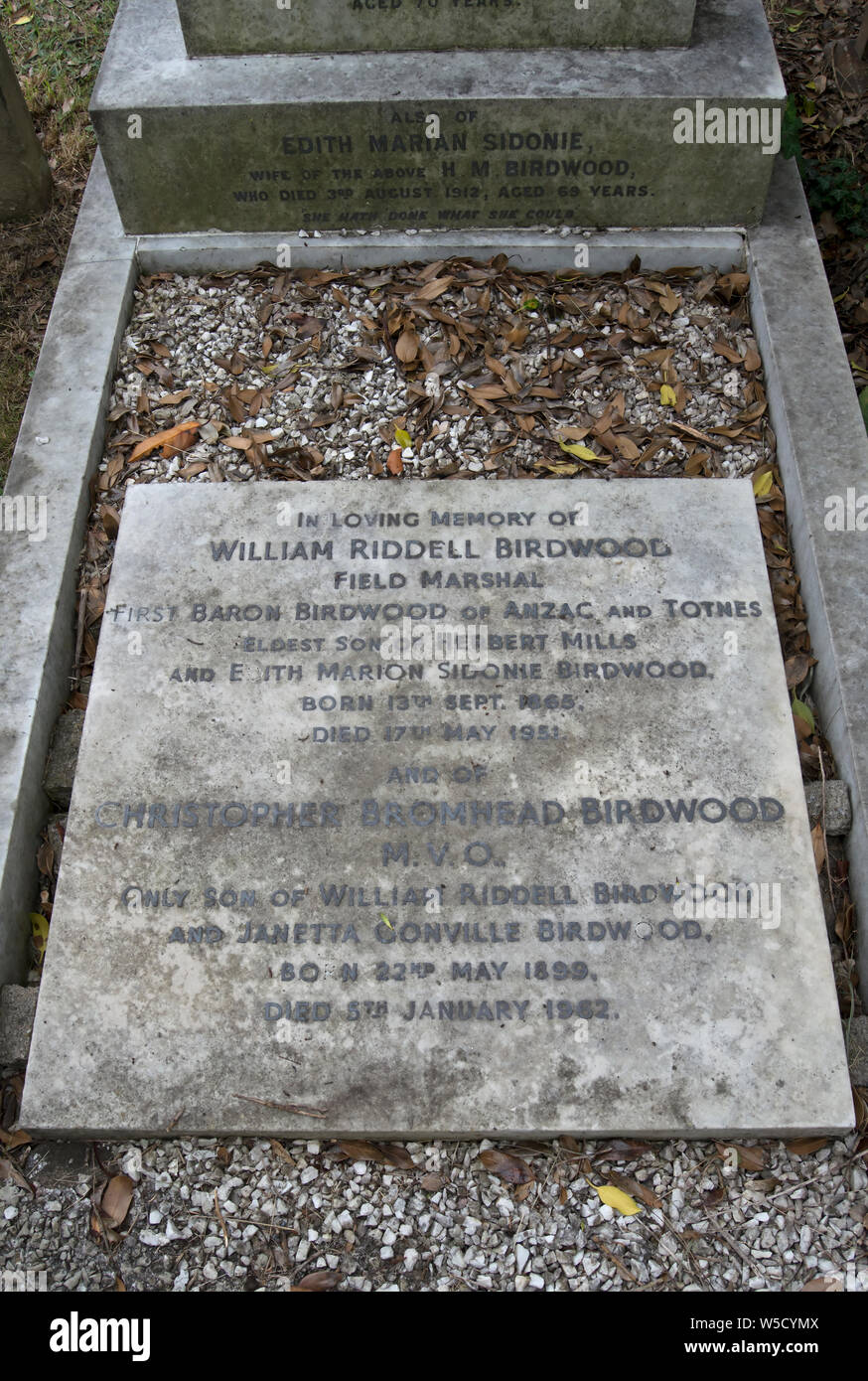 the family grave of field marshal william birdwood, commander of the ...