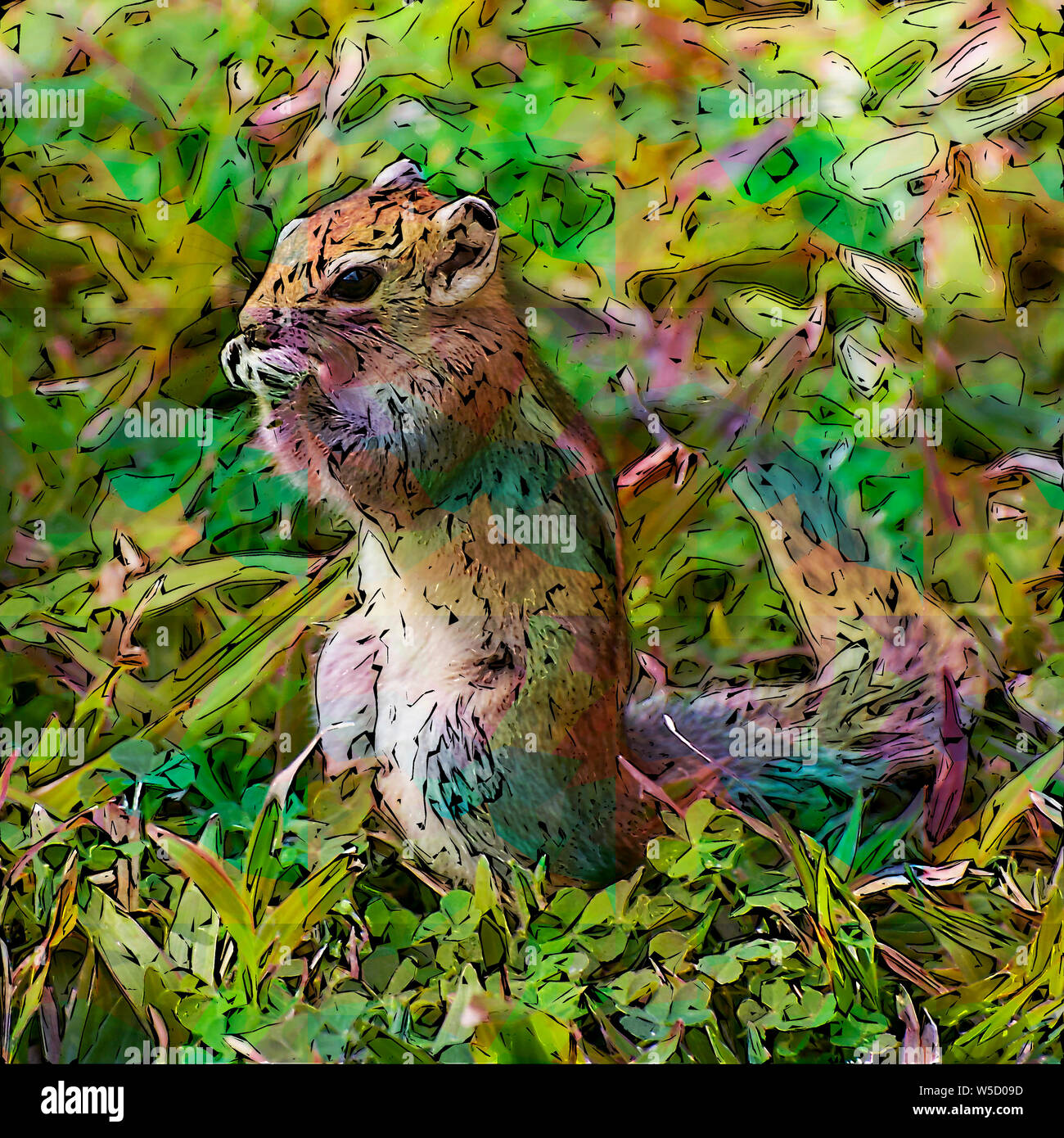 Digitally enhance image of an African ground squirrel (Xerus sp ...