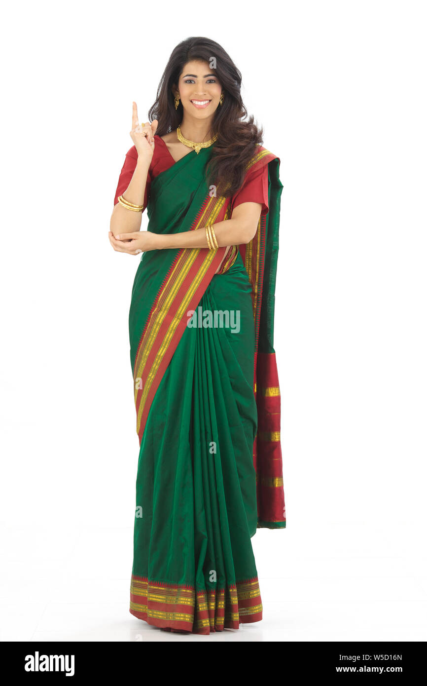 Indian Woman Showing Pointing Upward High Resolution Stock Photography ...