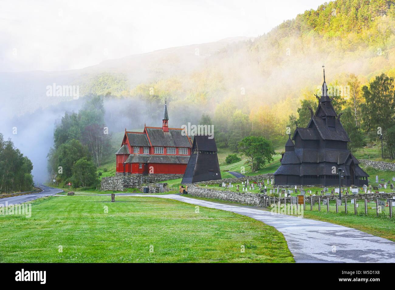 Borgund stave church located in the municipality of Laerdal, Norway ...