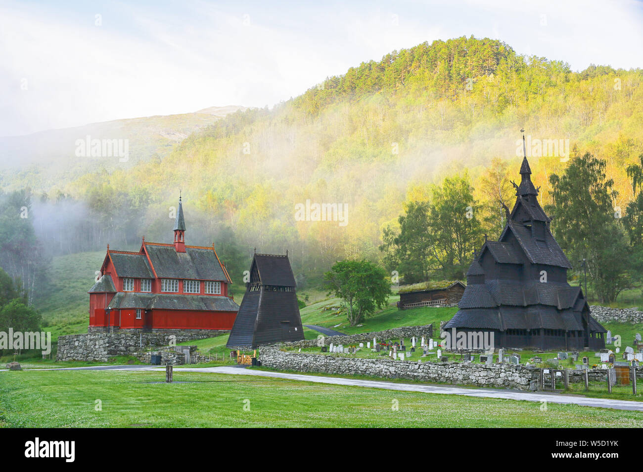 Borgund stave church located in the muncipality of Laerdal, Norway ...