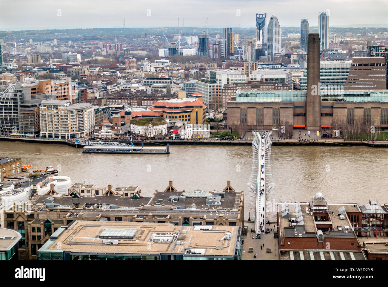 View South across the River Thames from St. Paul's Cathedral Dome ...