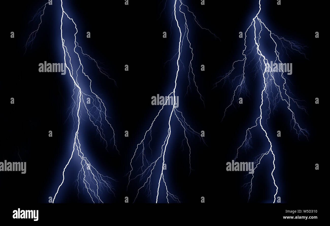 Some different lightning bolts isolated on black Stock Photo - Alamy