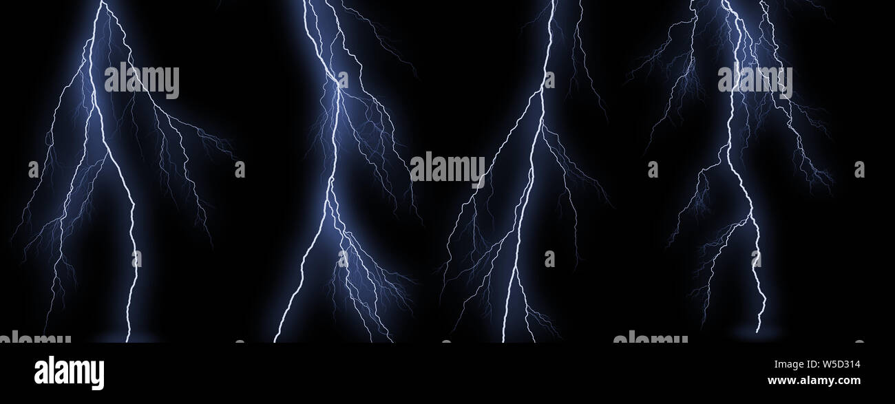 Some different lightning bolts isolated on black Stock Photo - Alamy