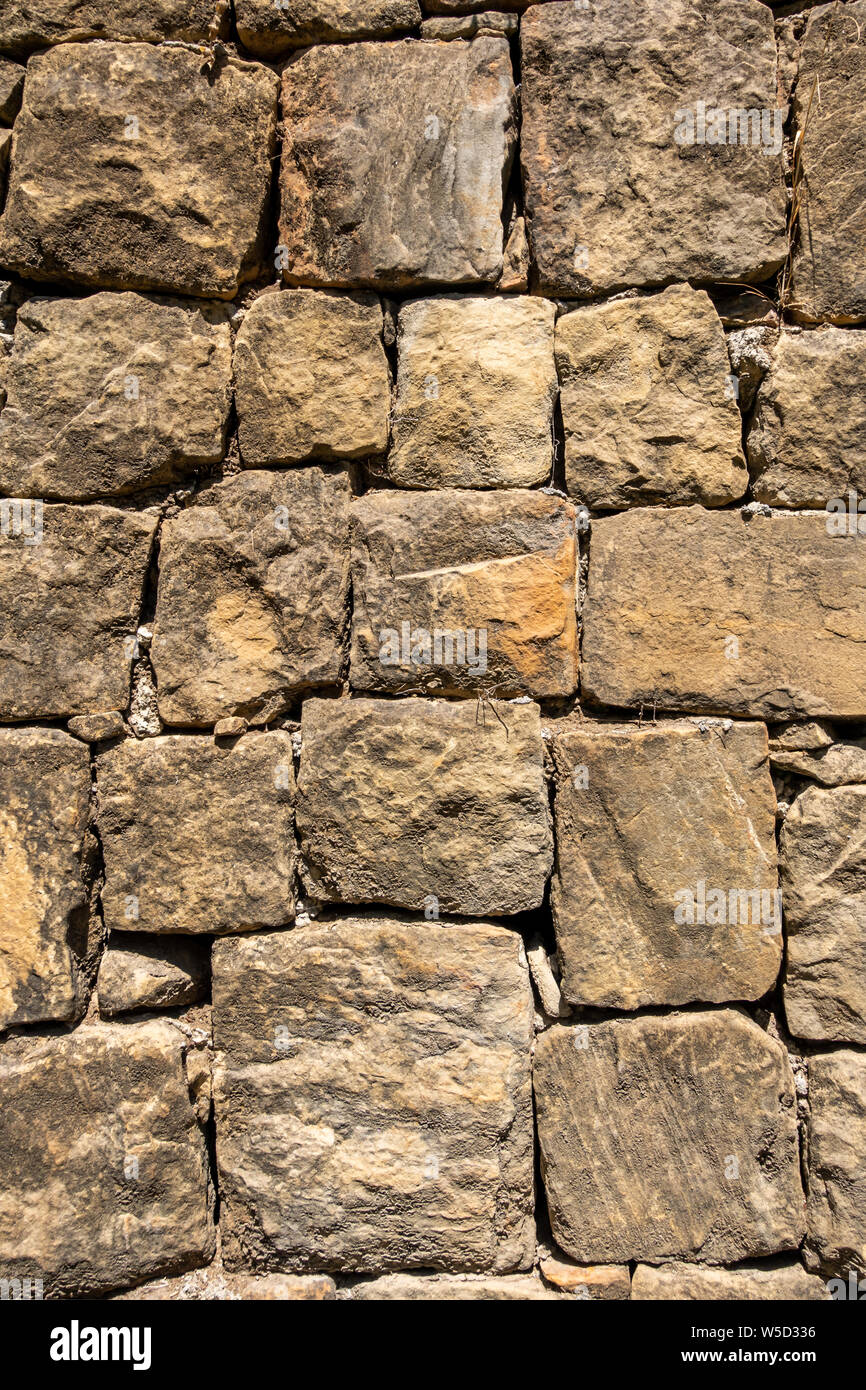 Stone block built wall using mostly similar sized blocks Stock Photo ...
