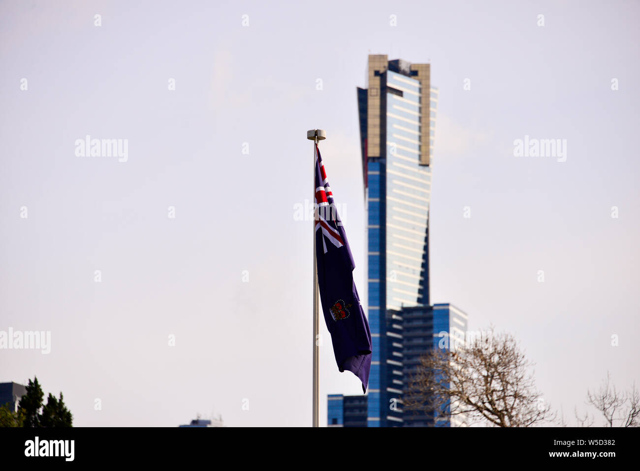 Government House, view from entrance gates driveway with flag and high ...