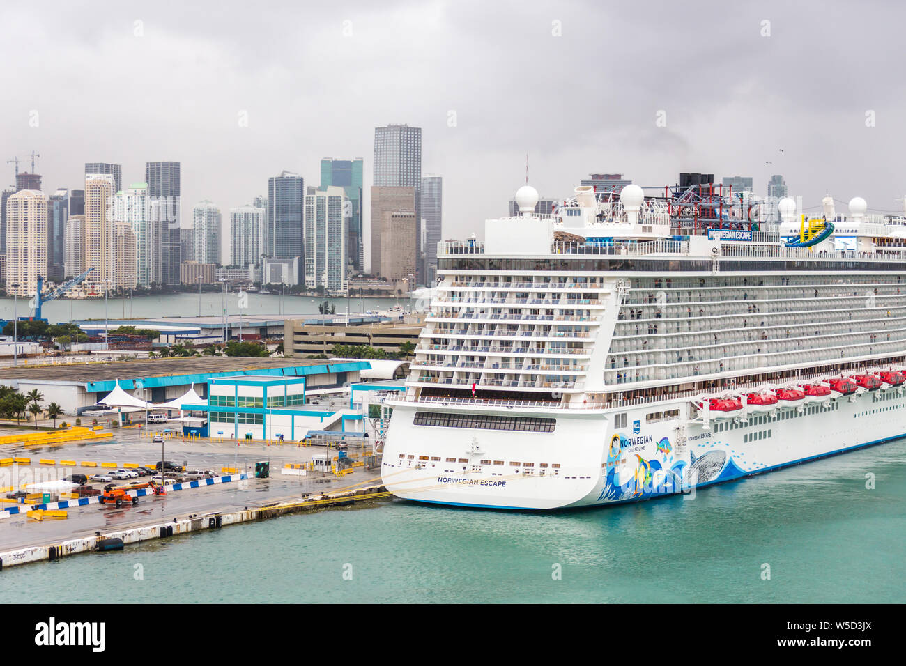 MIAMI, USA - DECEMBER 11, 2016: Port of Miami with cruise ships. Miami ...