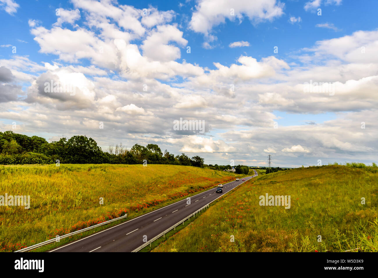uk motorway road overhead view at daylight Stock Photo - Alamy