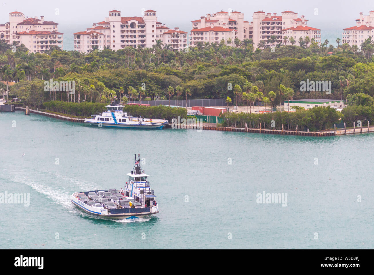 MIAMI, USA - DECEMBER 11, 2016 : Ferry transporting cars from Fisher ...