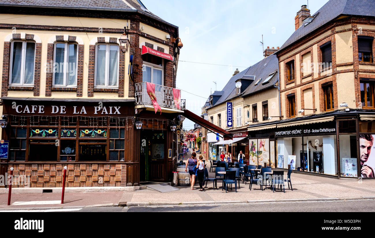 Cafe bar in the town of Verneuil-sur-Avre, Normandy, France near the ...