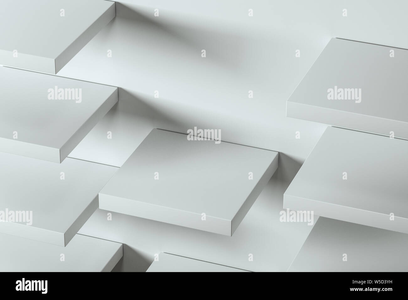 3d rendering, the cubic platform in the white empty room. Computer ...