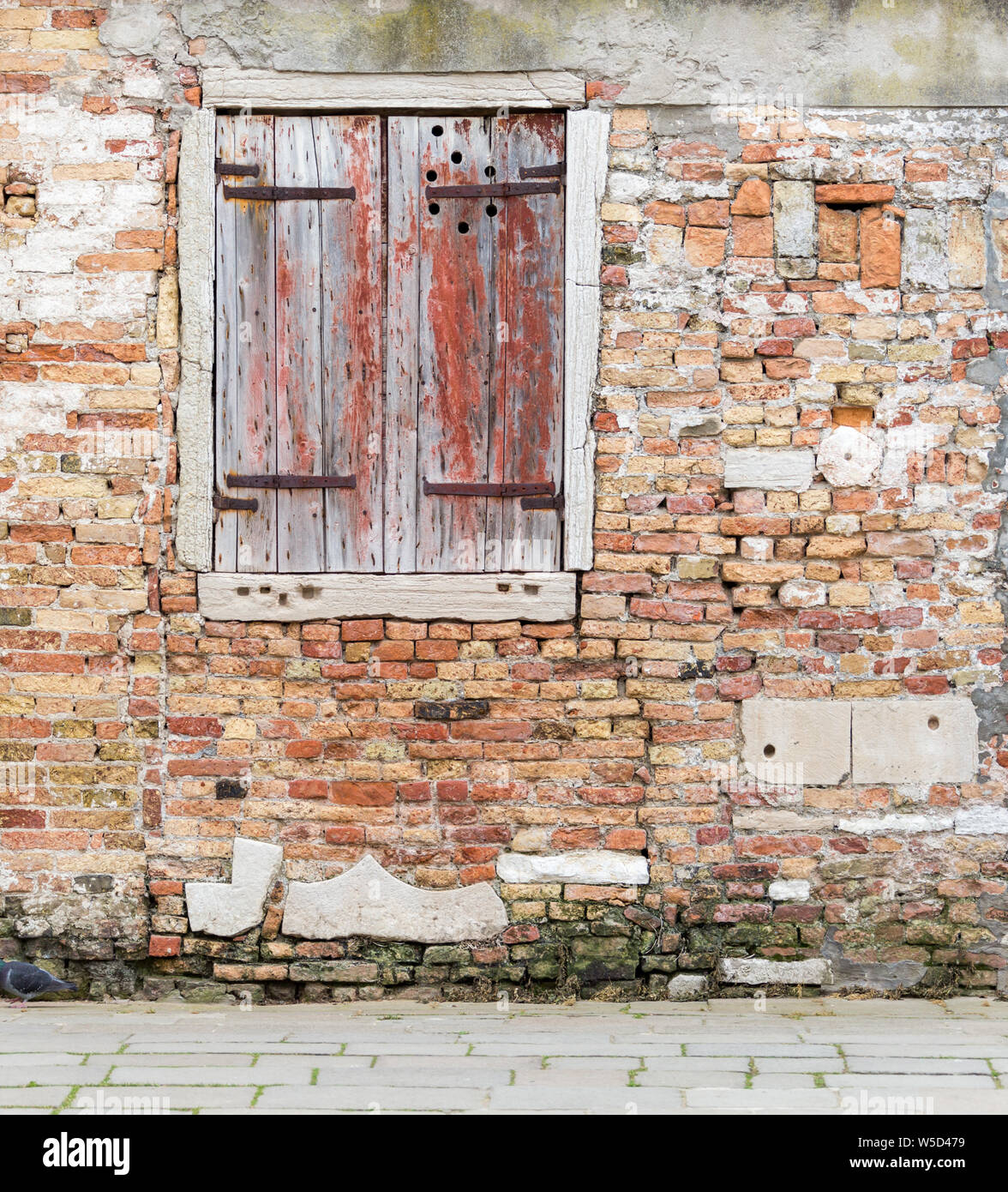 Old brick wall with vintage wooden window Stock Photo - Alamy