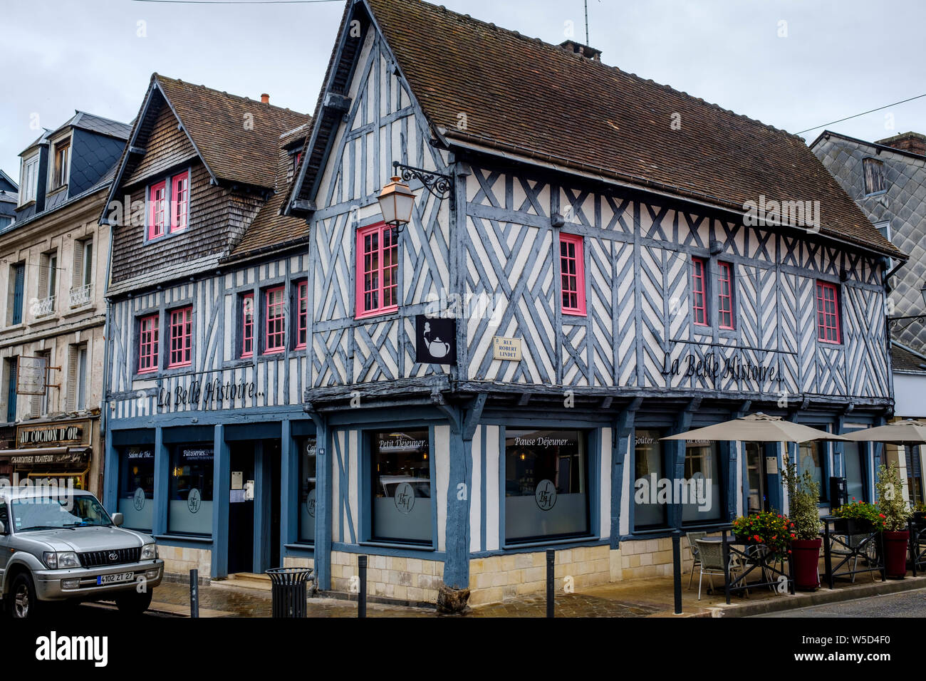 Traditional Norman architecture in the town of Bernay in Normandy ...