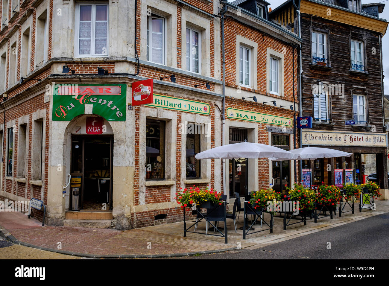 Brasserie - Bar in the town of Bernay in Normandy, France Stock Photo ...