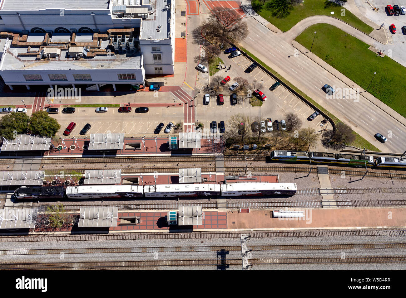 Trains at the Union Station in the city of Dallas. Texas, United States ...