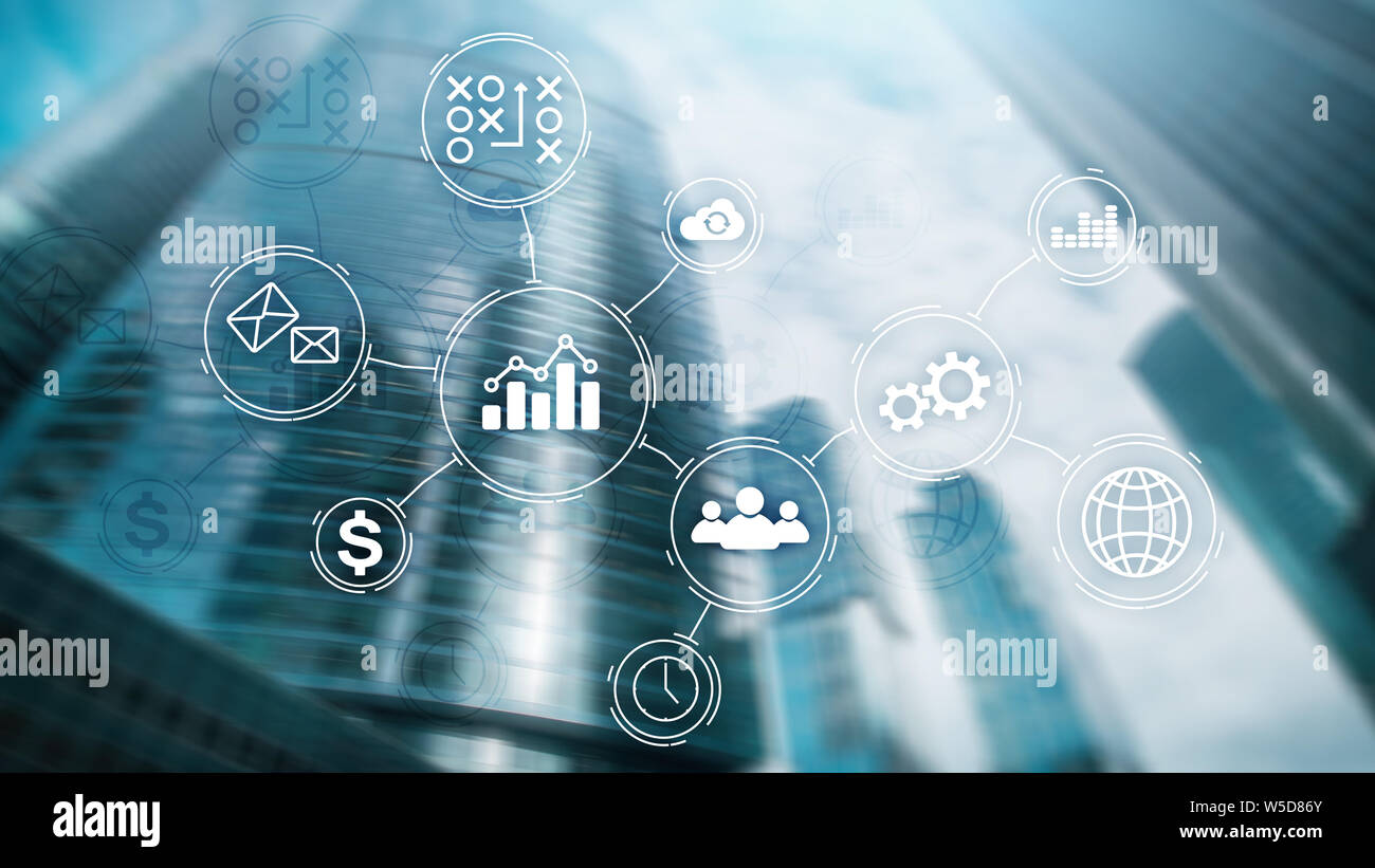 Business process automation concept on blurred background Stock Photo ...