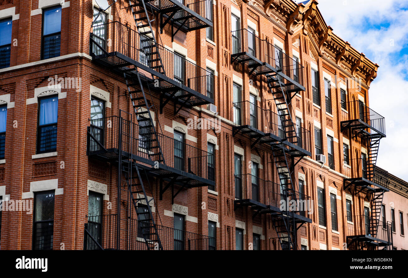 Red Fire escape stairs-downtown back alley architecture-steel Stock ...