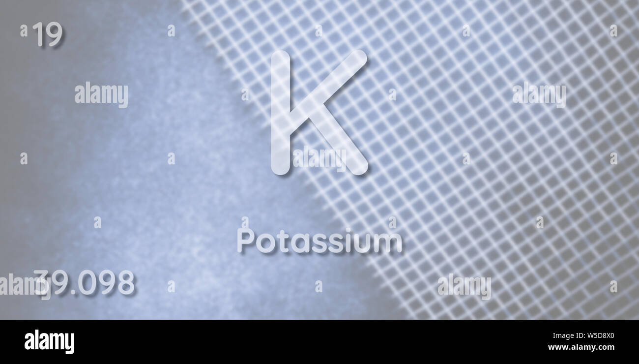 Potassium chemical element atomic data and symbol illustration backdrop ...